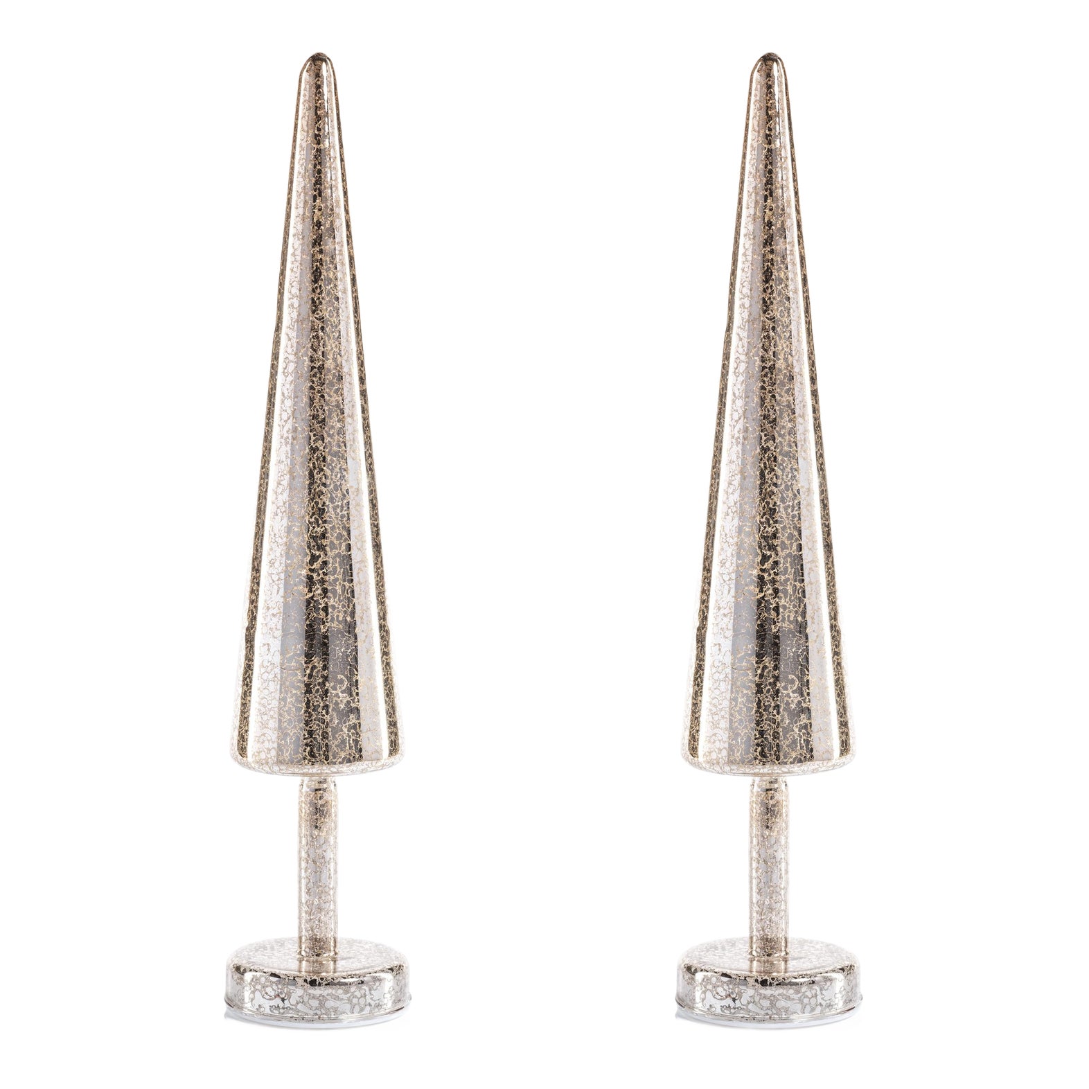 Crimbo 18" Gold Sparkle Cone LED Trees, Set of 2 | Chairish