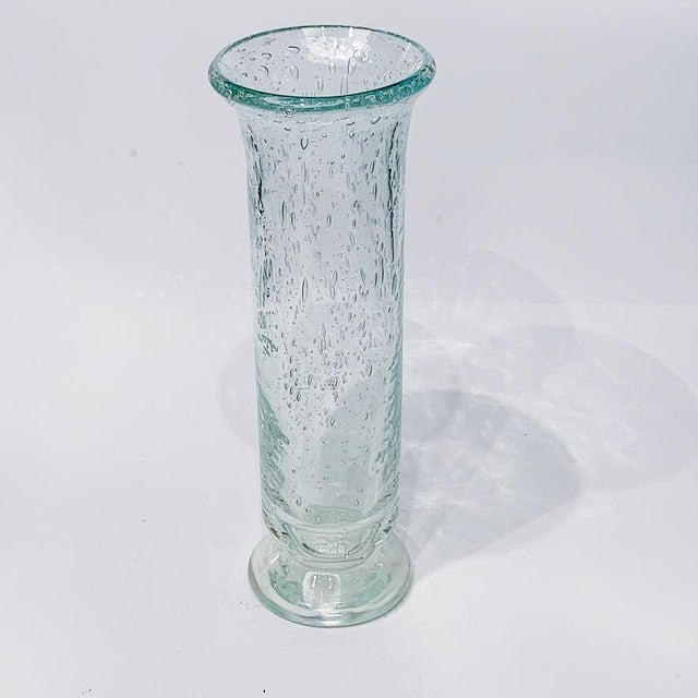Vintage Fluted Glass Vase With Infused Bubbles | Chairish