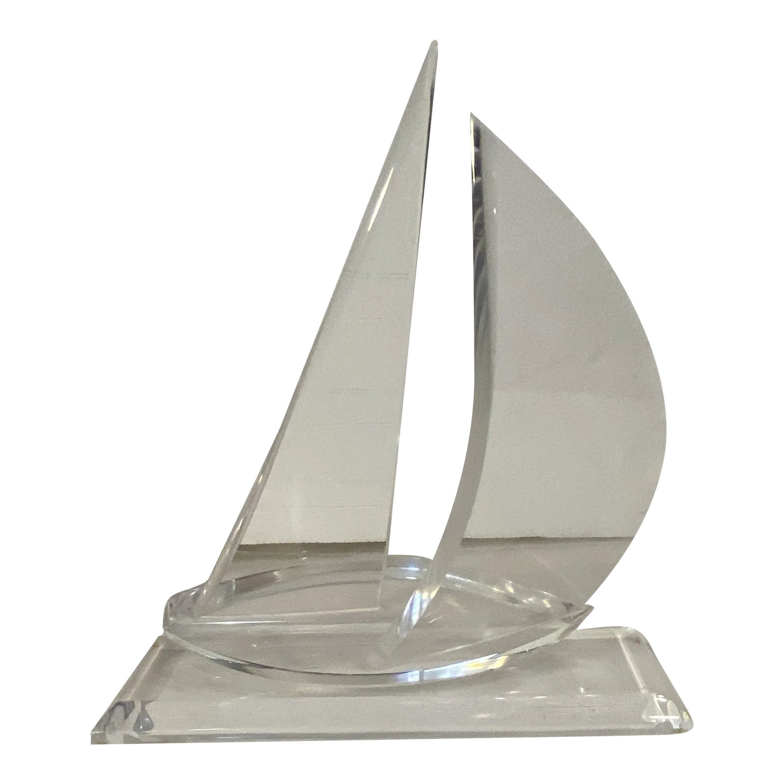 Mid-Century Modern Signed Lucite Decorative Sail Boat on Stand by ...