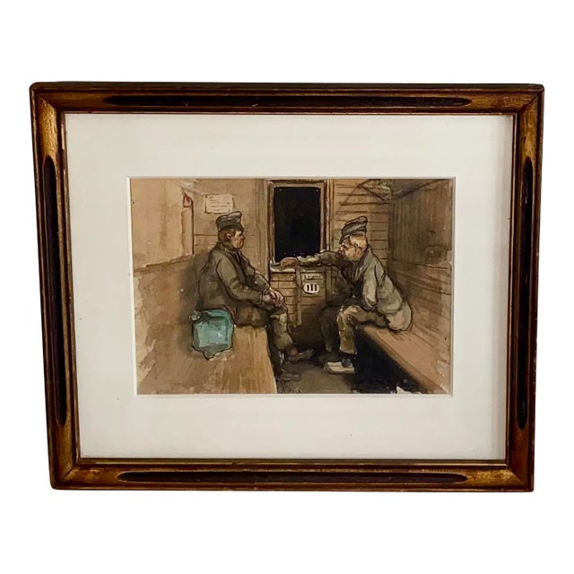 Theophile De Bock Listed Dutch Painter Rare Railway Watercolor | Chairish