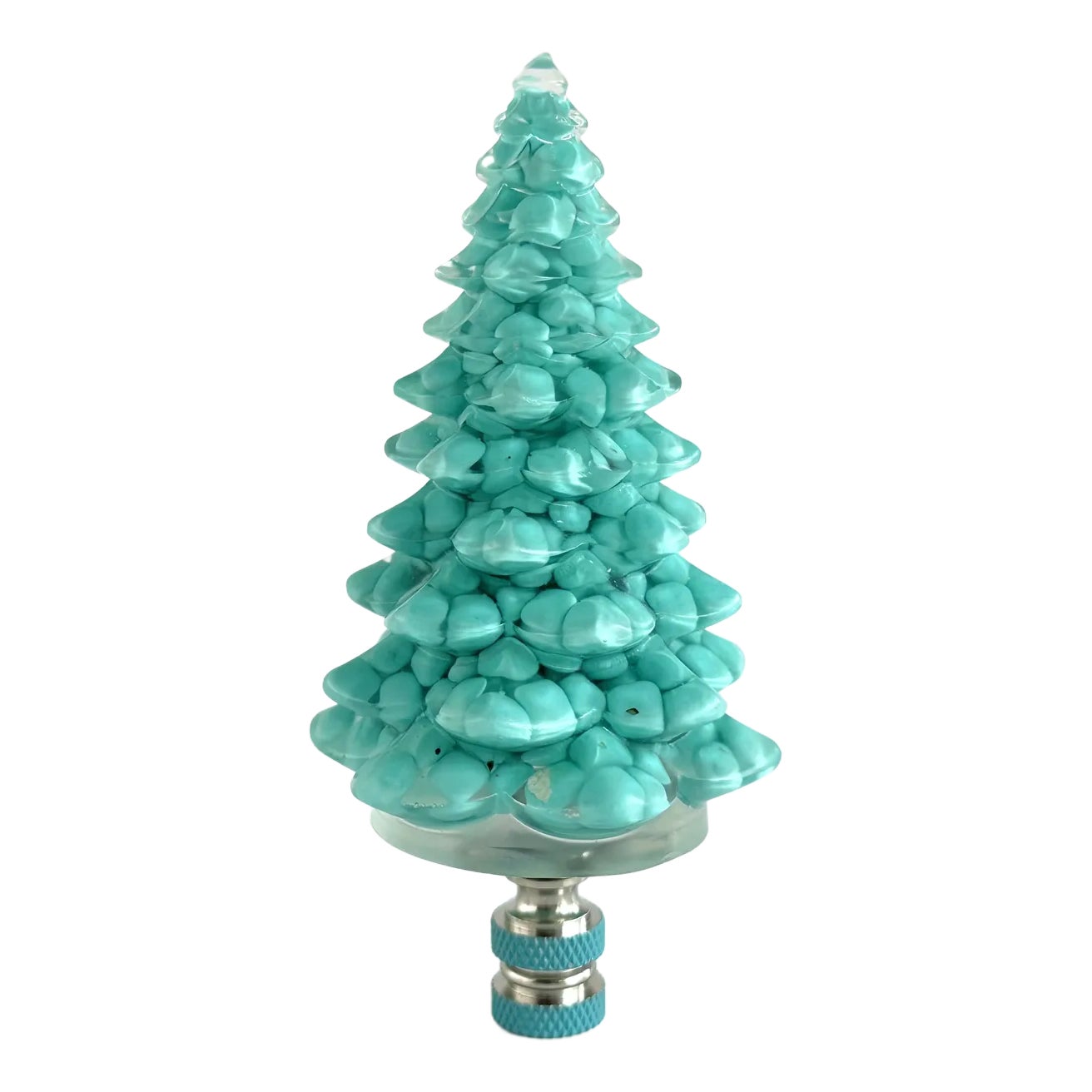 Turquoise Christmas Tree Lamp Finial on Chrome Hardware | Chairish