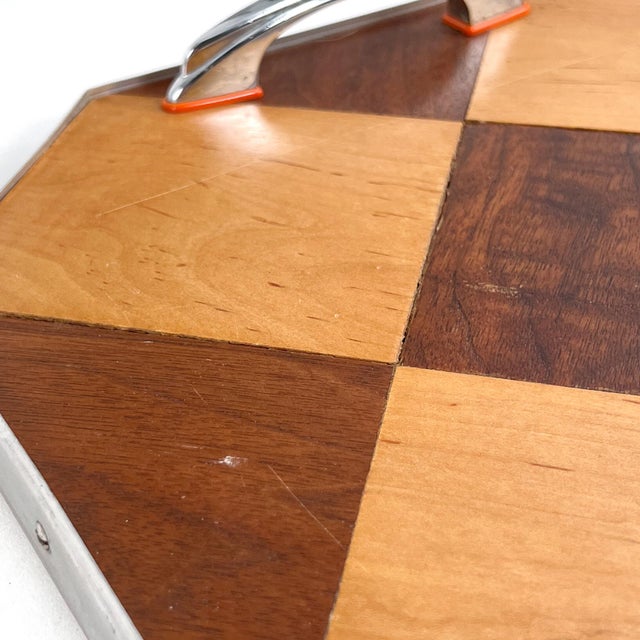 Antique 1920s Handmade Geometric Diamond Wood Inlay Serving Vanity ...