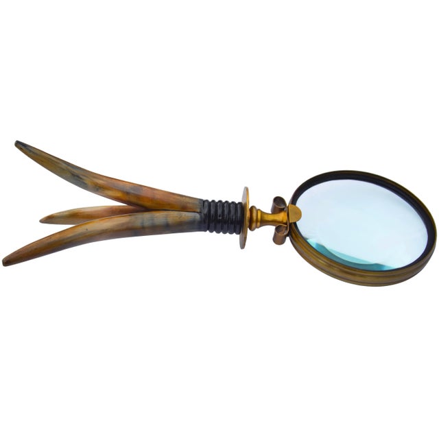 Antique Handcrafted Horn and Brass Magnifying Glass | Chairish