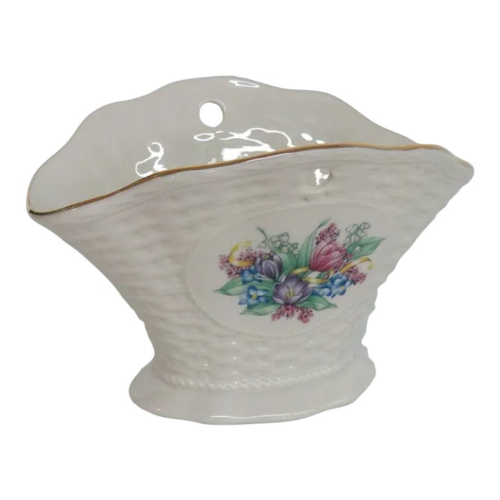 Lenox Basket Weave Spring Bouquet Fan Vase | Chairish