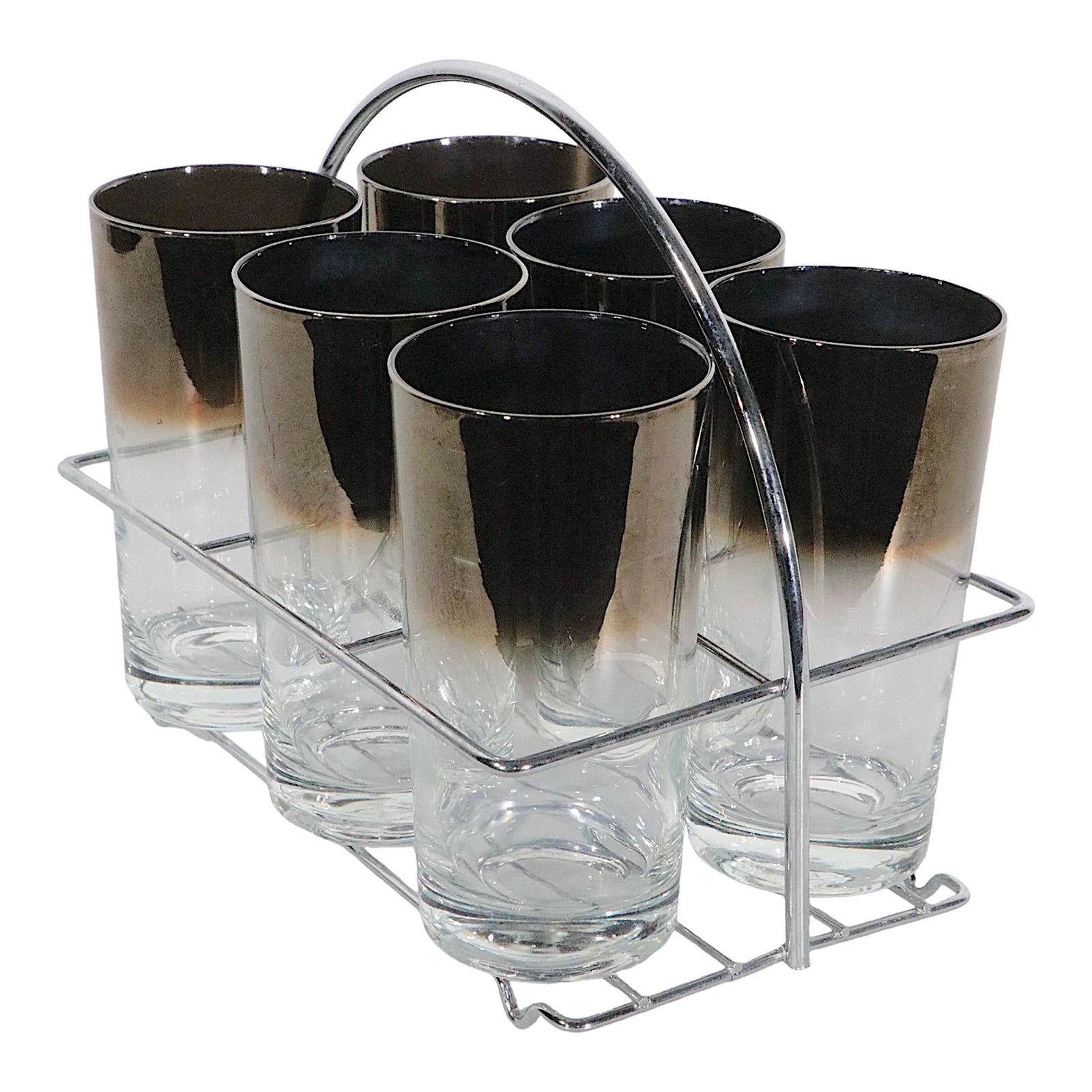 Mid Century Dorothy Thorpe Silver Fade Ombre Highball Glasses in ...