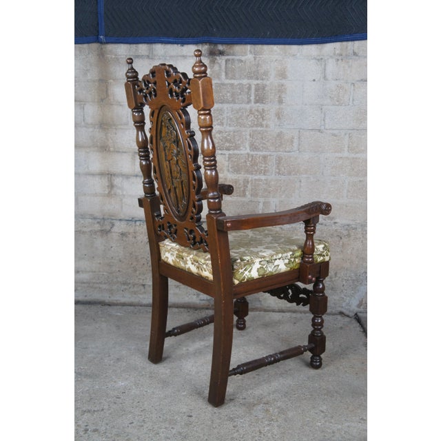 Set of 8 Vintage 20th Century Charles II Carolean Style Carved Oak ...