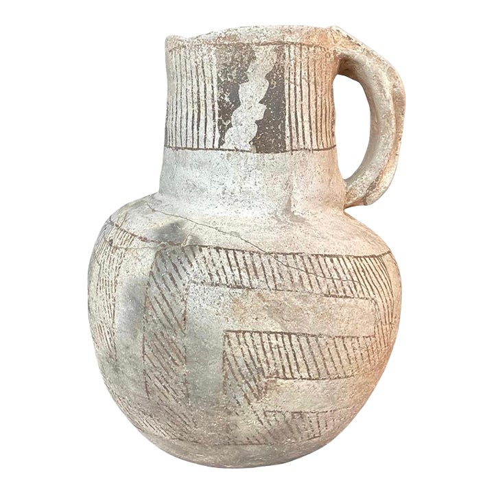 Anasazi Chaco Native American Pottery, Black on White Pitcher | Chairish