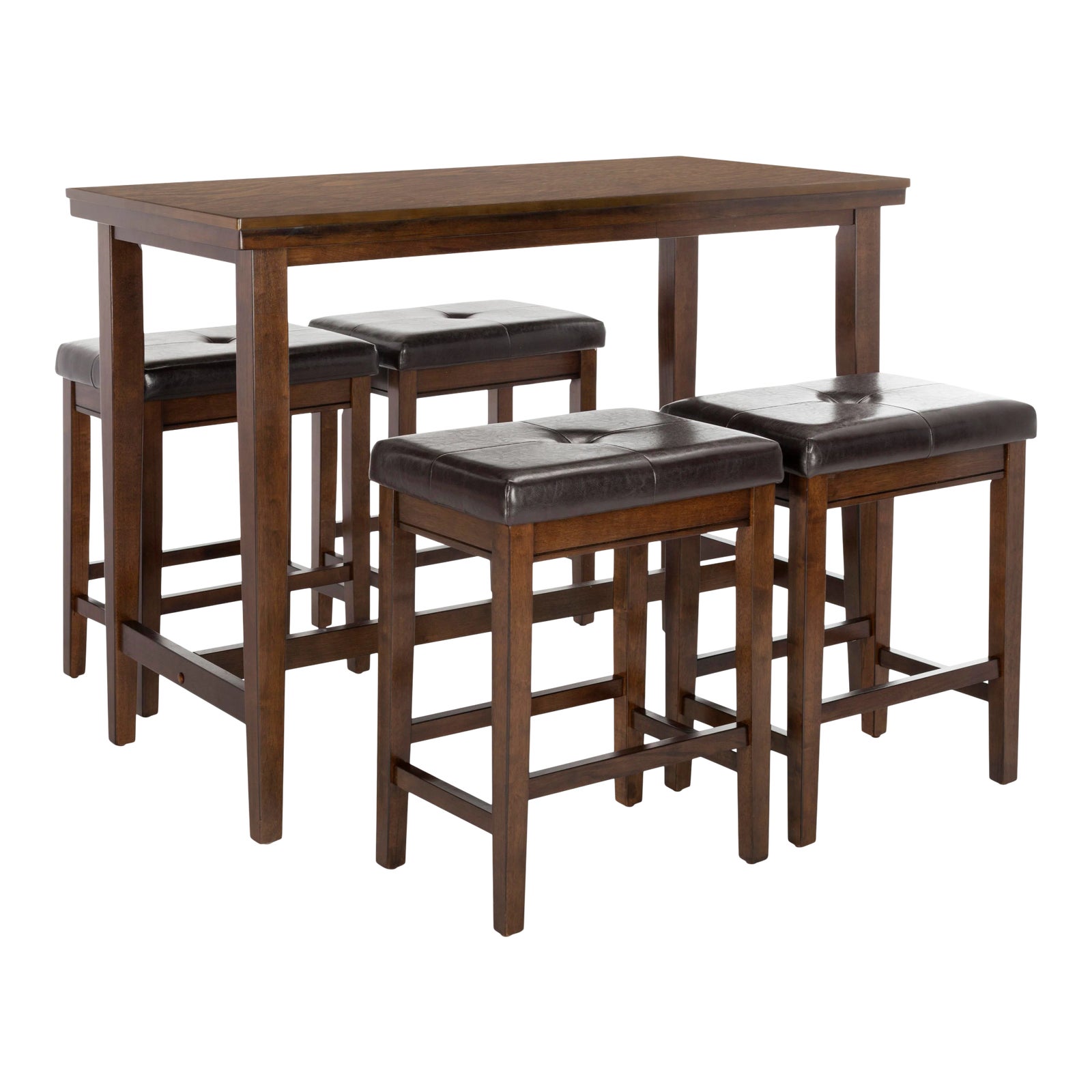 Modern Pub Set in Dark Brown & Black - 5 Pieces | Chairish