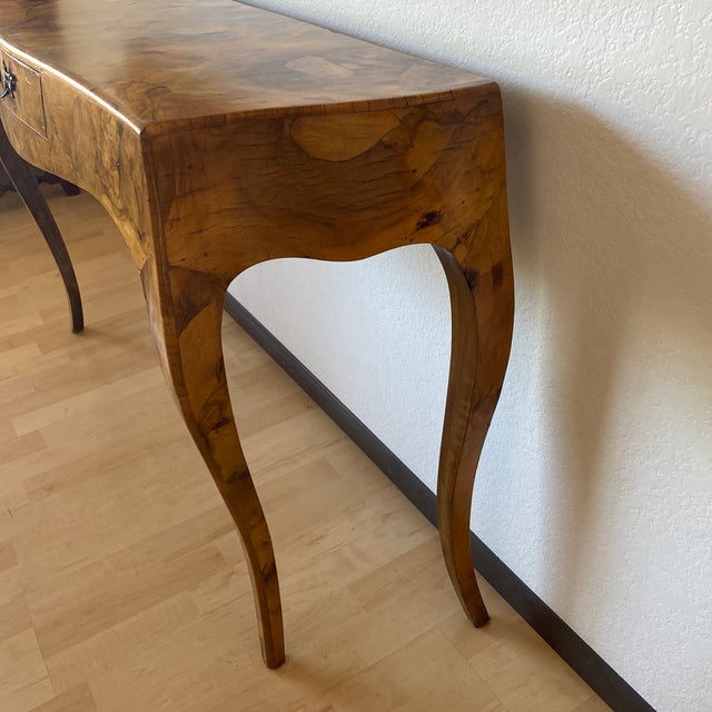 Mid 20th Century Vintage Regency Italian Burl Olive Wood Console Table ...