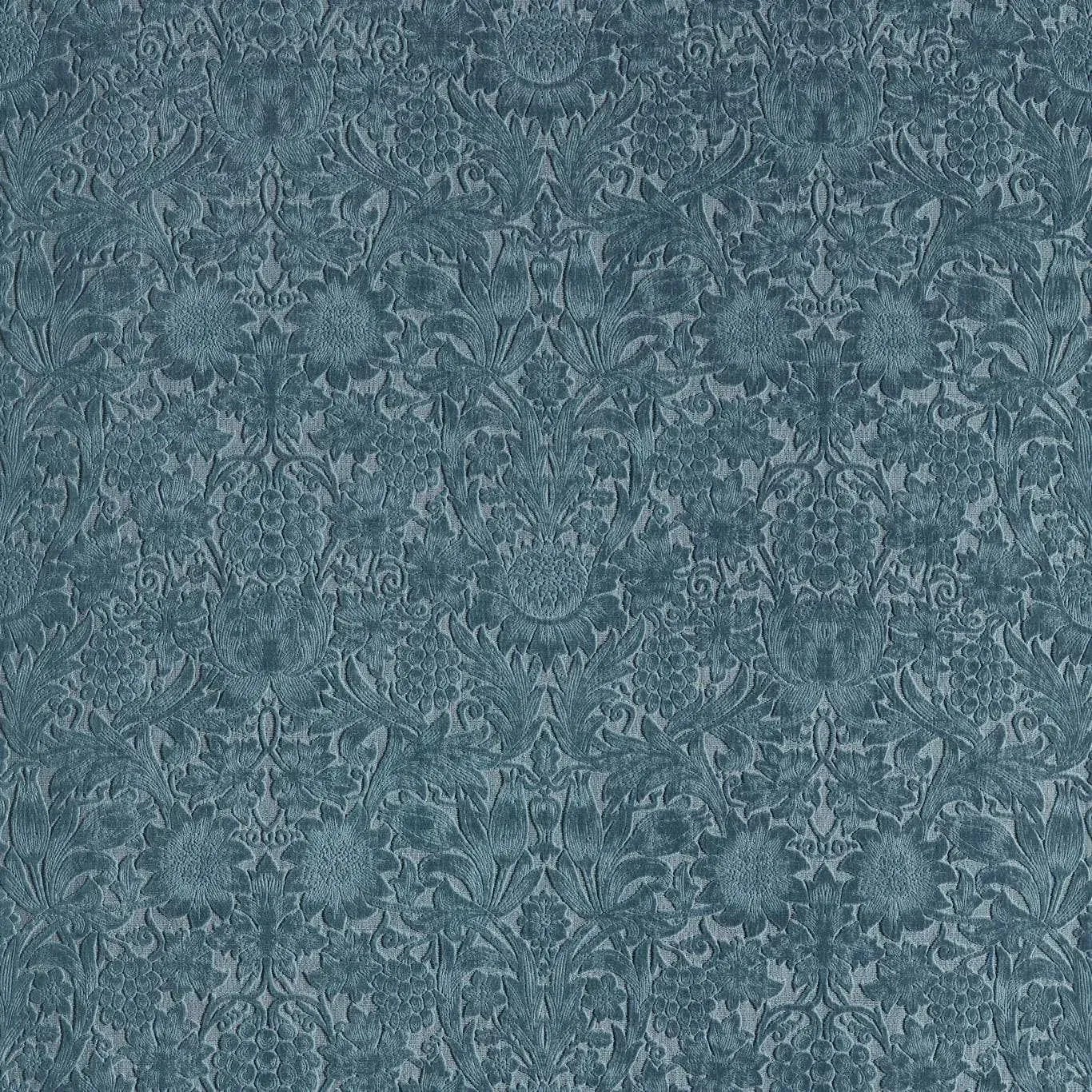 Morris & Co Sunflower Caffoy Velvet Fabric in Webbs blue - a Sample ...