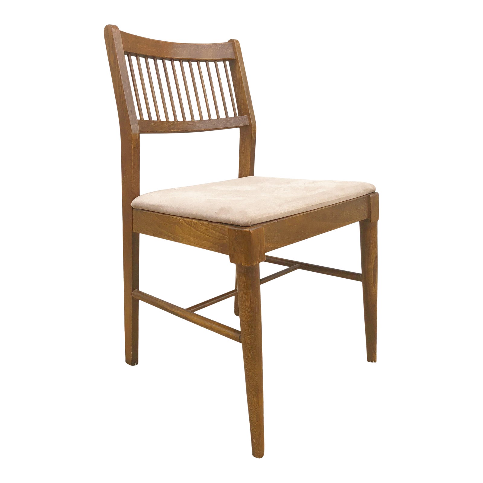 Mid Century Modern Walnut Side Chair With Upholstered Seat | Chairish