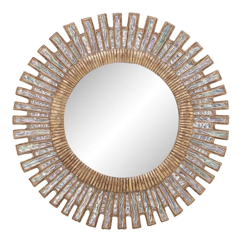 A Blue Ripple Glass and Resin Geometric Form Mirror in the Manner of ...