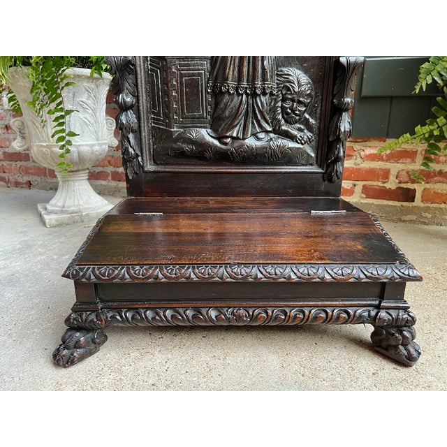 Antique French Prayer Kneeler St. Jerome Lion Catholic Chapel Carved ...