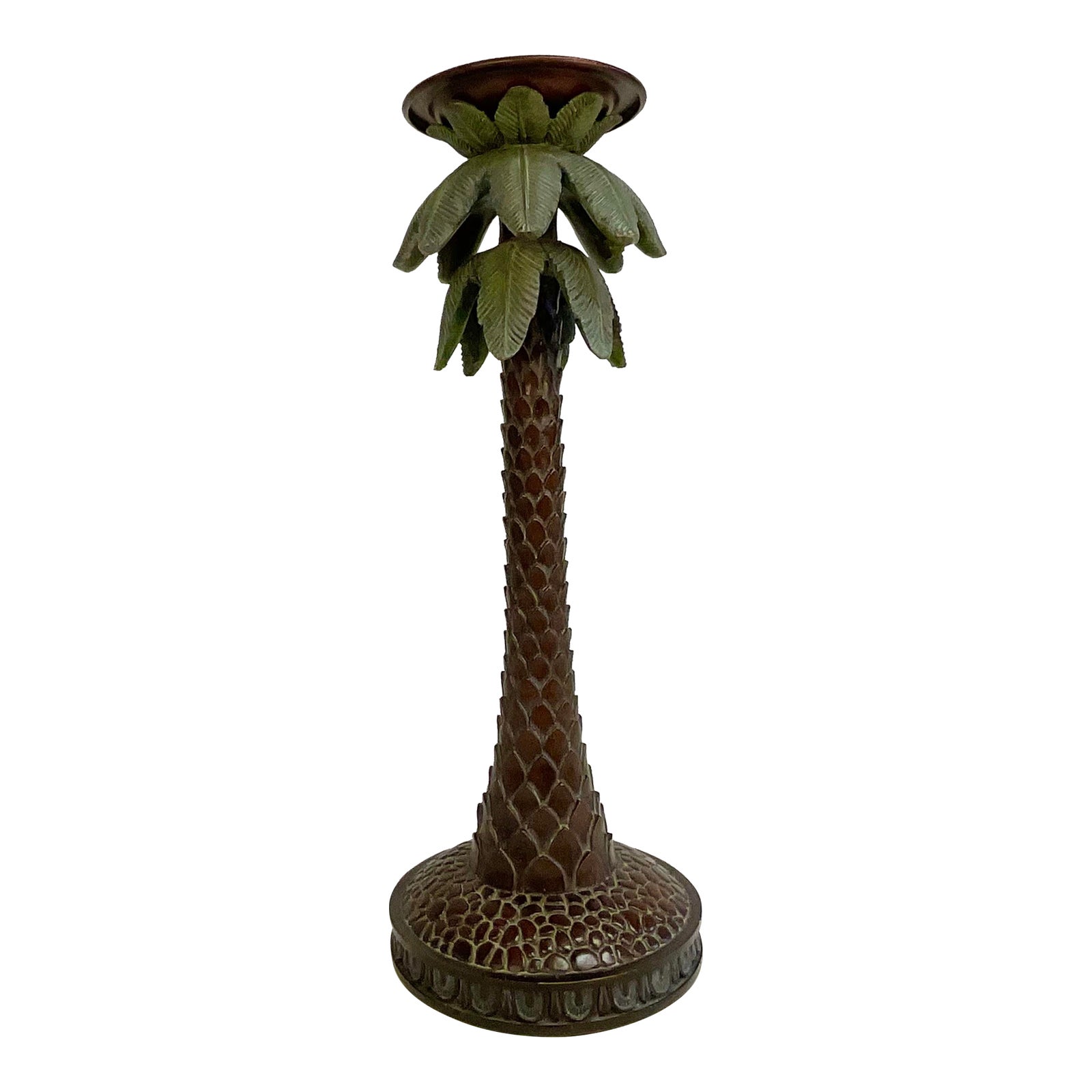 1980s Vintage Coastal Chic Large Scale Palm Tree Pillar Candle Holder ...