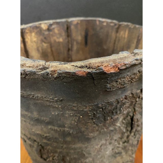 Primitive Small Antique Hollowed Out Tree Trunk Vessel Vase | Chairish