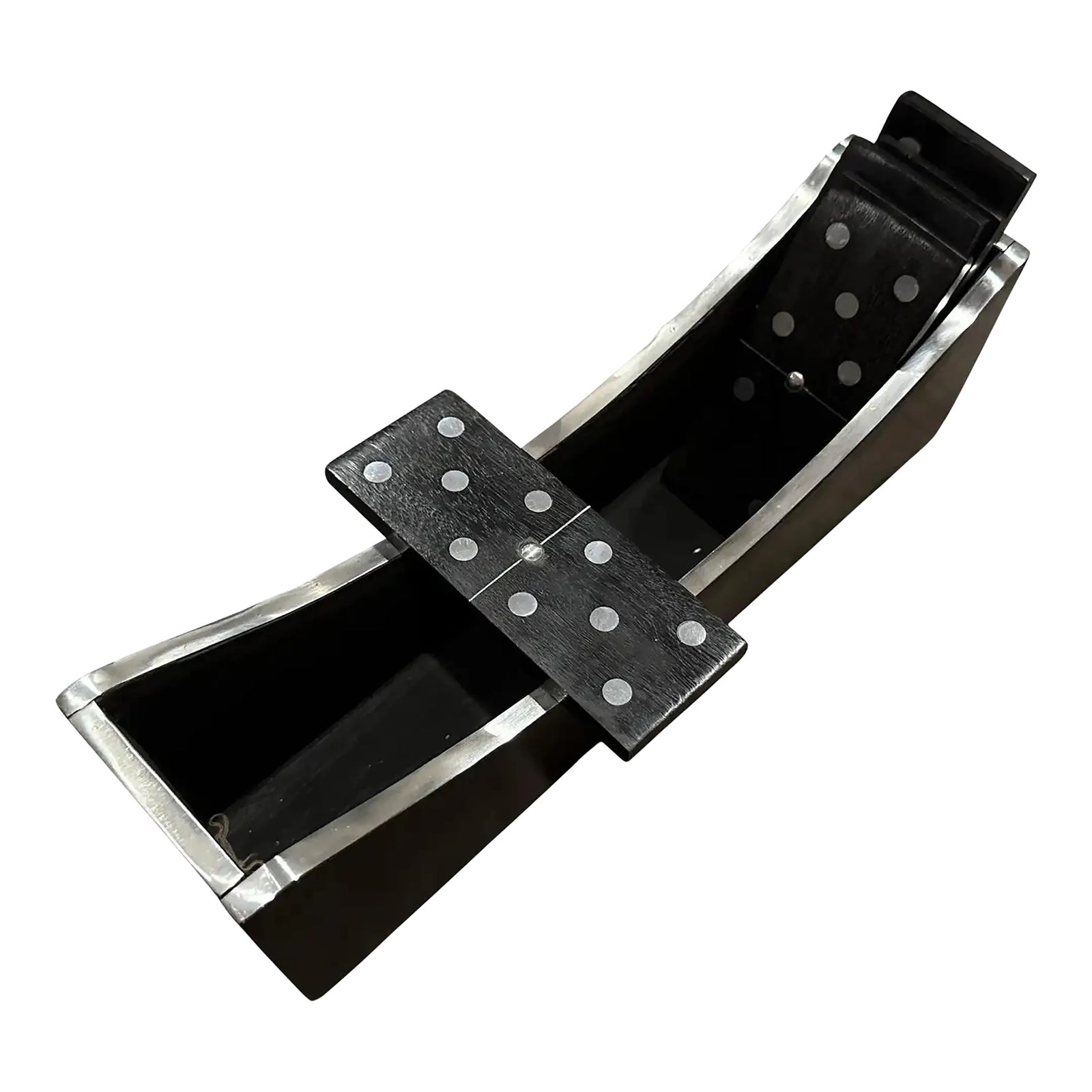 1990s Modern Luxury Wood and Silver Plated Italian Domino Table Game ...