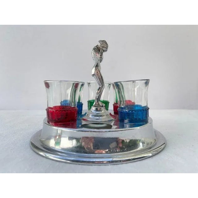 Rare Deco Nude Farberware Shot Glass Server Set | Chairish