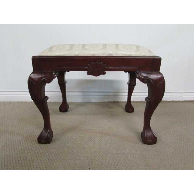Late 20th Century Carved Mahogany Chippendale Style Upholstered Foot ...