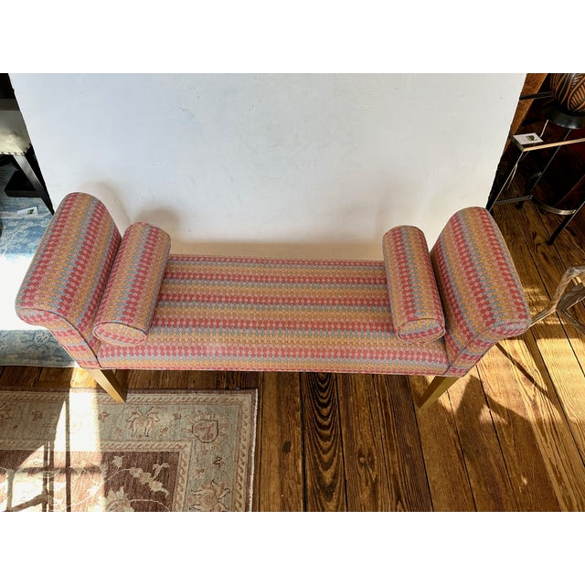Upholstered Benches With Bolster Pillows -A Pair | Chairish