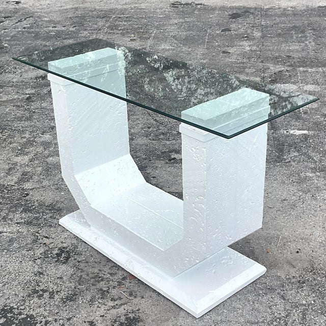 Vintage Coastal Plaster Console Table | Chairish