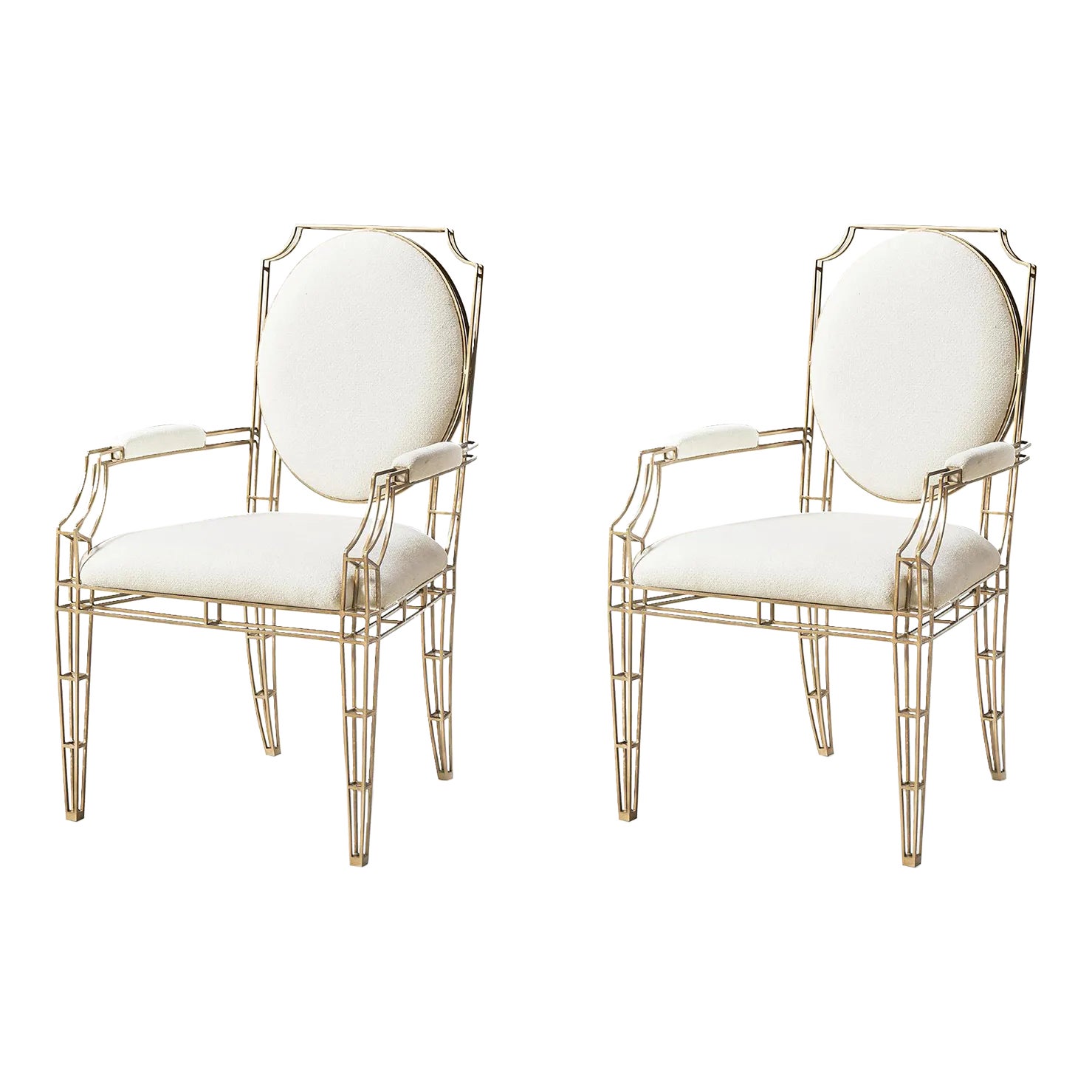 Contemporary Openwork Steel Arm Chairs - a Pair | Chairish