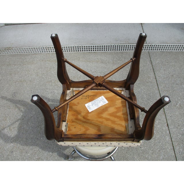 Tan Upholstered Low Stool With Carved Apron | Chairish