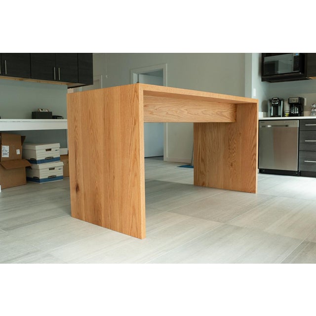 Solid Oak Handmade Waterfall Edge Bar Height Table | Chairish