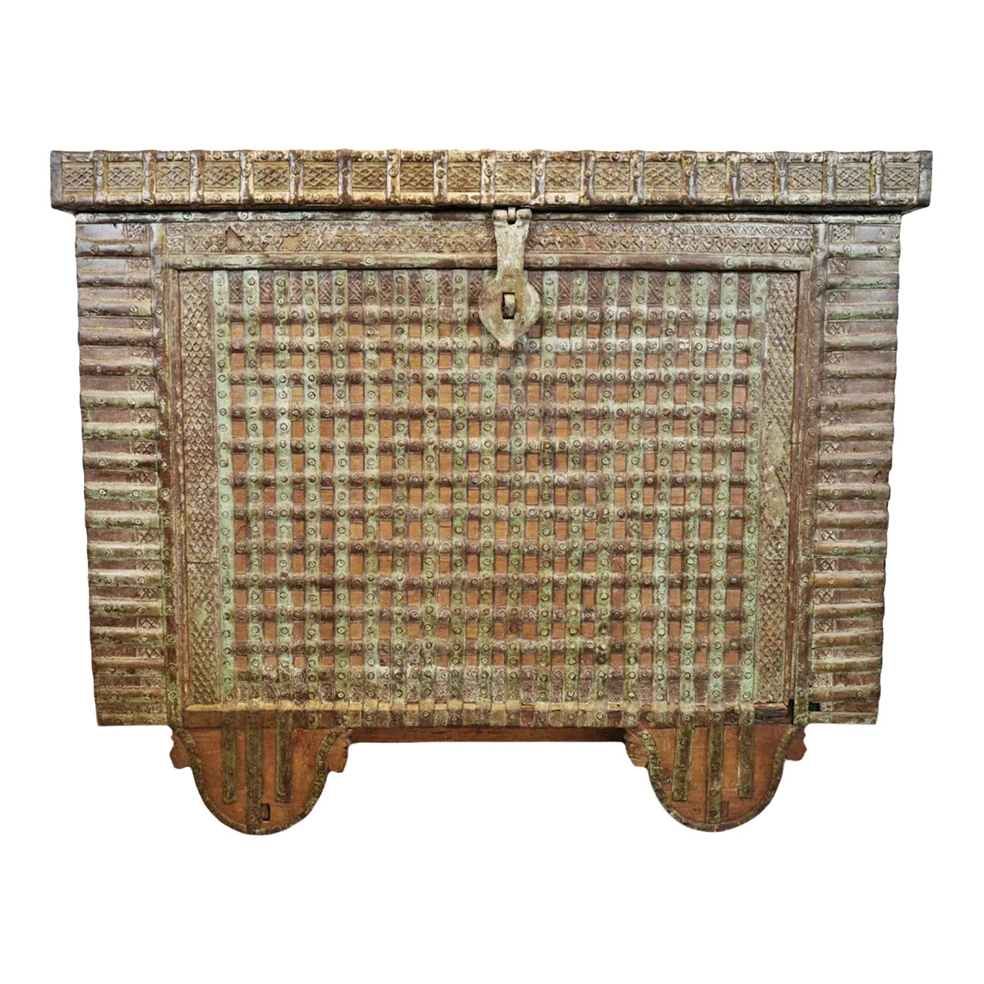 Mid 20th Century Rajasthan Dowry Trunk on Wheels | Chairish