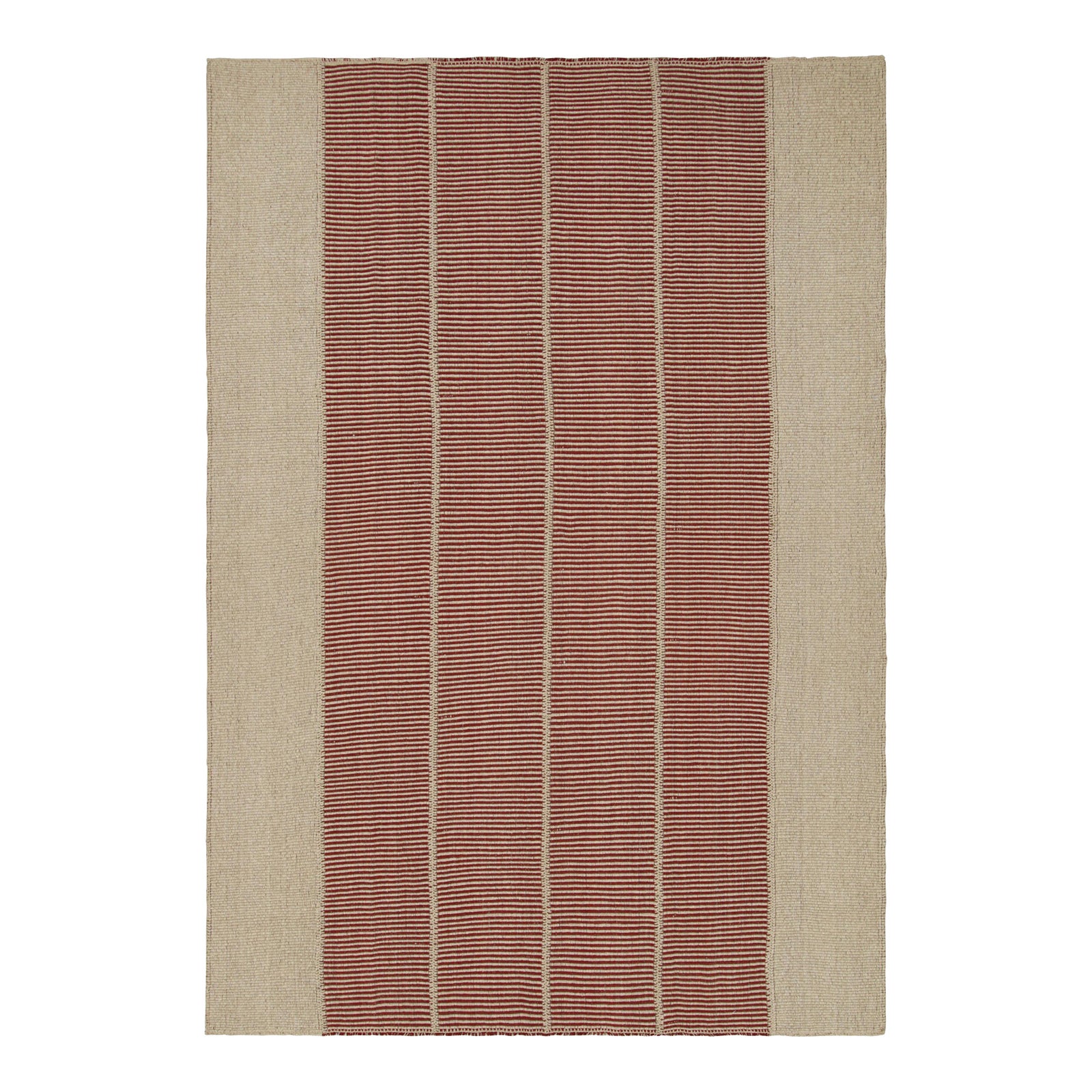 Rug & Kilim’s Contemporary Kilim in Red and Beige Textural Stripes ...