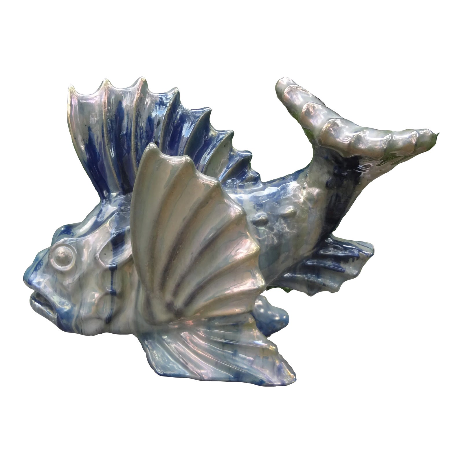 French Glazed Terracotta Fish Sculpture | Chairish