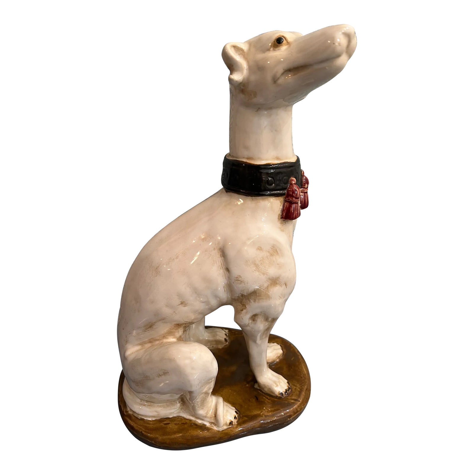Mid 20th Century Handpainted Porcelain Whippet or Greyhound Statue ...