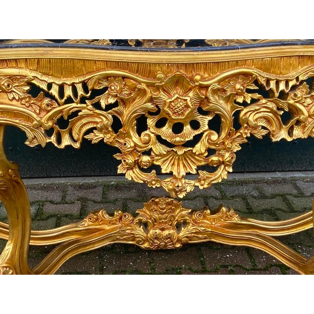 Late 20th Century Baroque / Rococo Style Console Table With Mirror Set ...