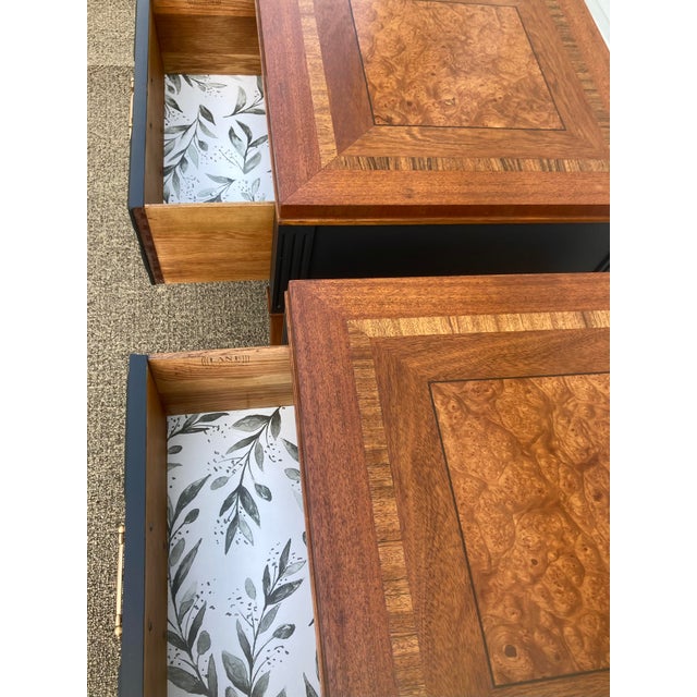 Walnut Burl-Wood Inlay End Tables by Lane - a Pair | Chairish