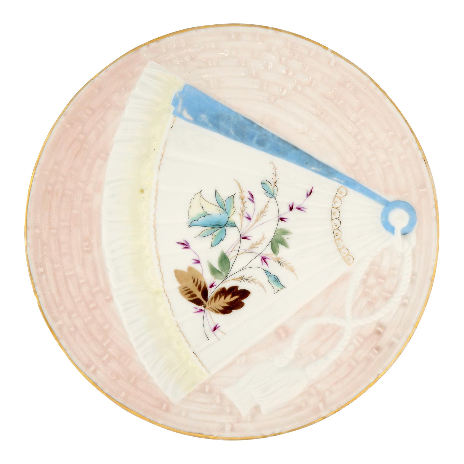 Antique Aesthetic Movement Victorian Porcelain Cabinet Plate Fan Design ...