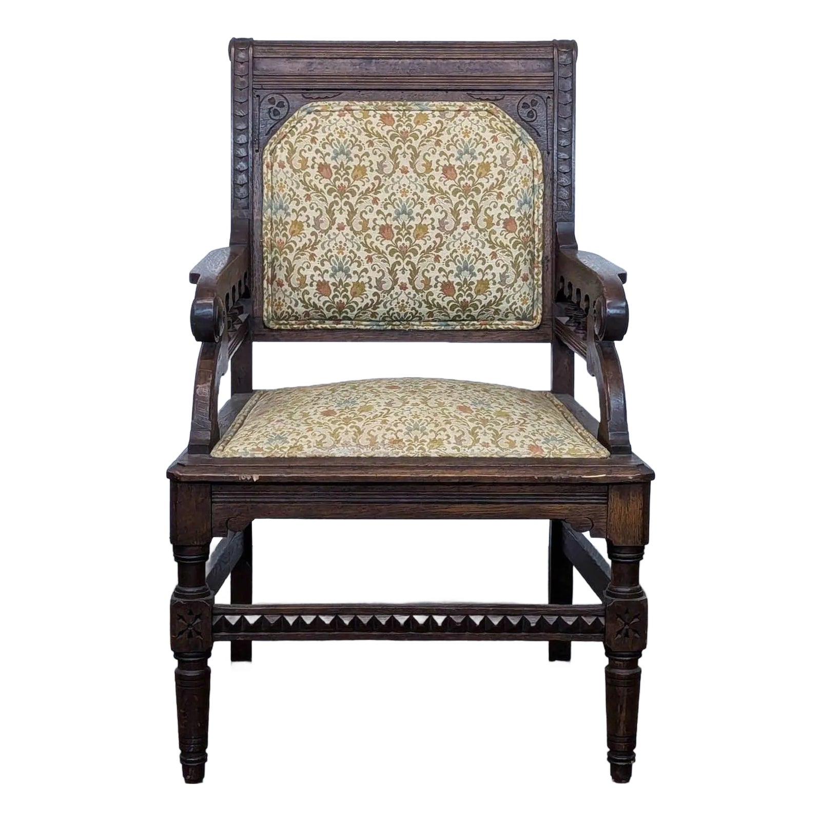 Early 20th Century Antique Wooden Library Chair | Chairish