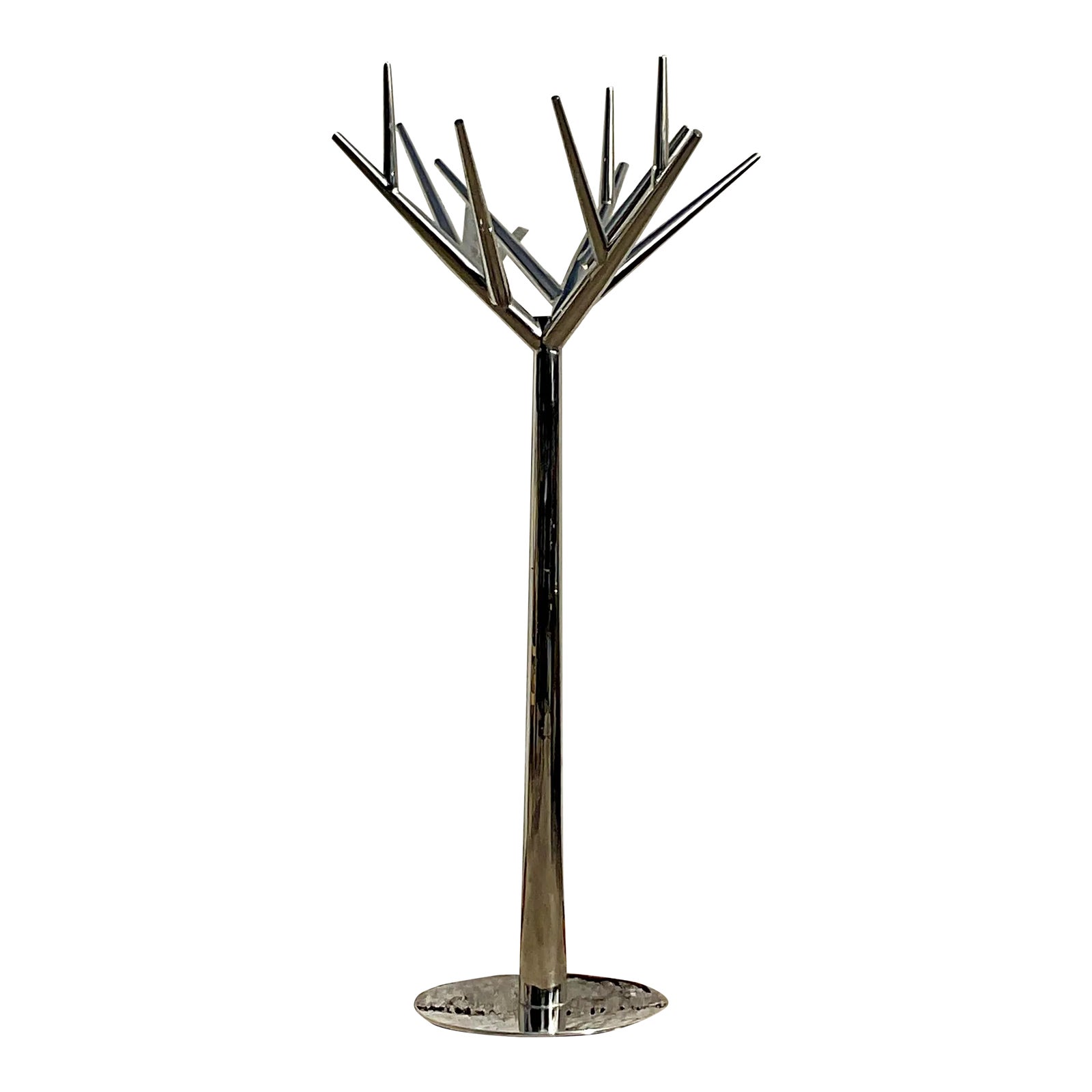 Vintage Contemporary Polished Chrome Tree Coat Rack | Chairish