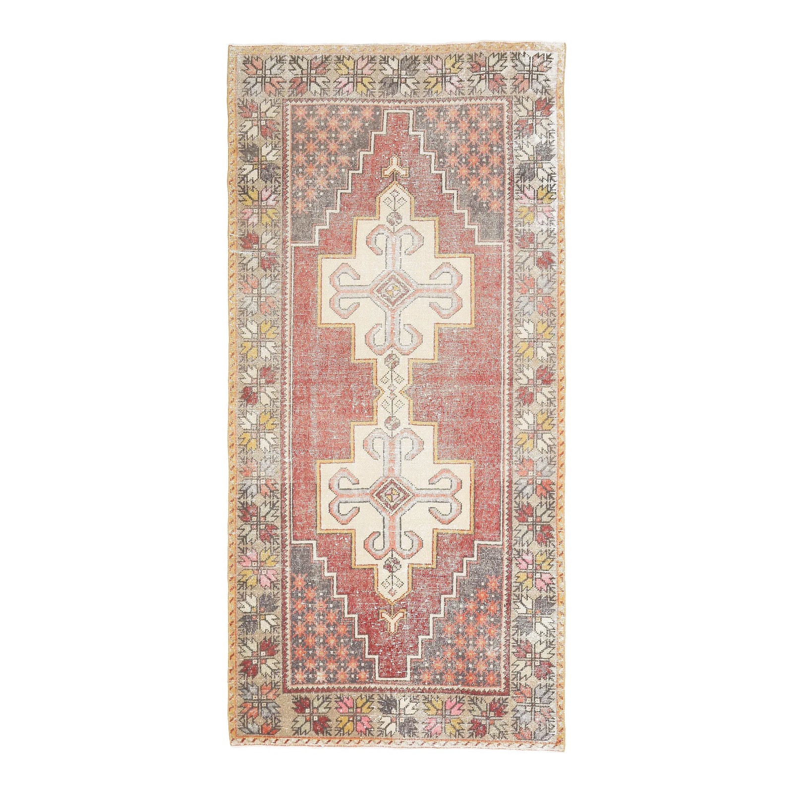 1970s Turkish Oushak Handmade Wool Cotton Pink Area Rug | Chairish