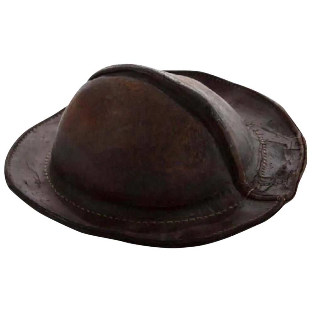 Early 19th Century Italian Leather Military Cap | Chairish