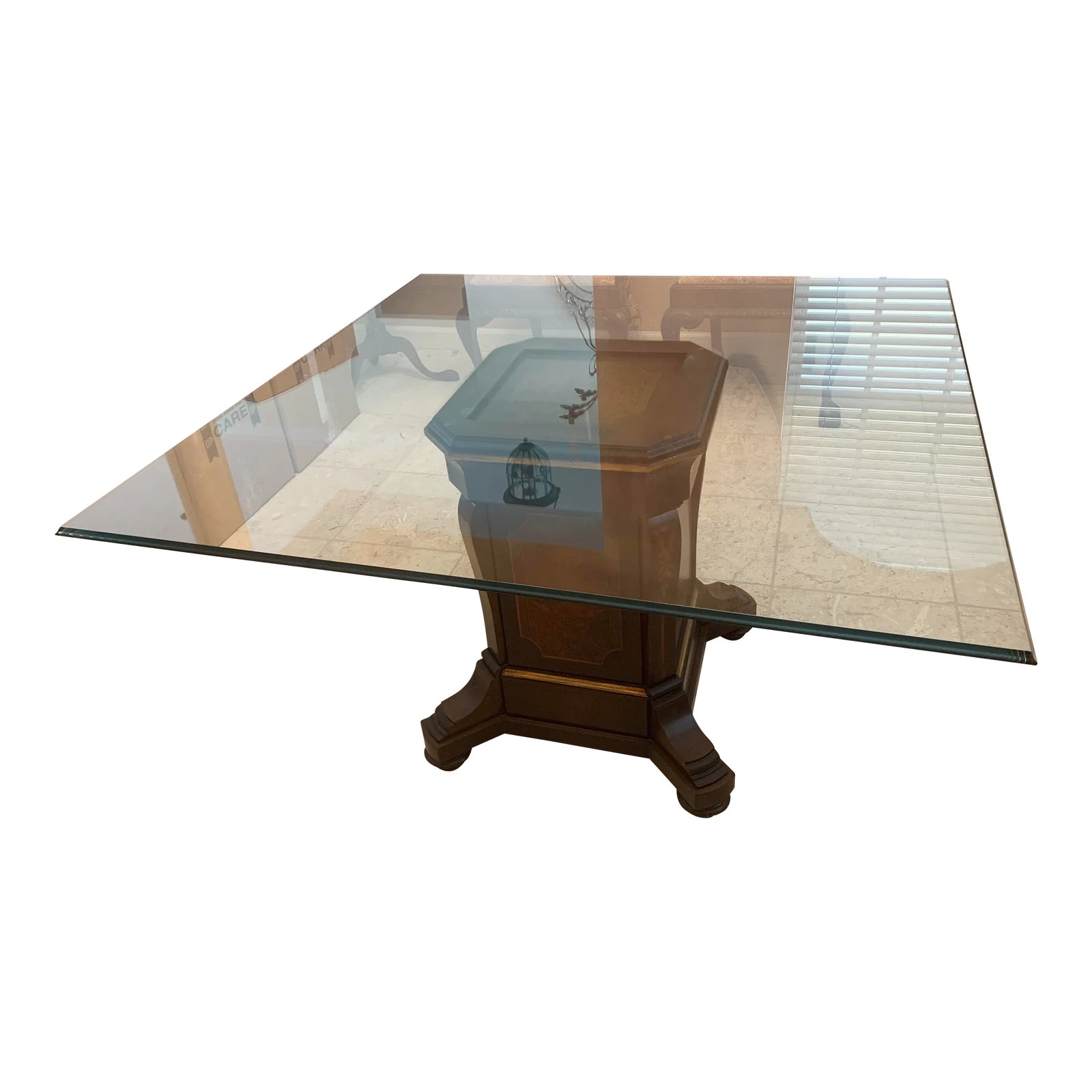 Vintage Wood & Glass Top Table From Spain by Francisco Hurtado | Chairish