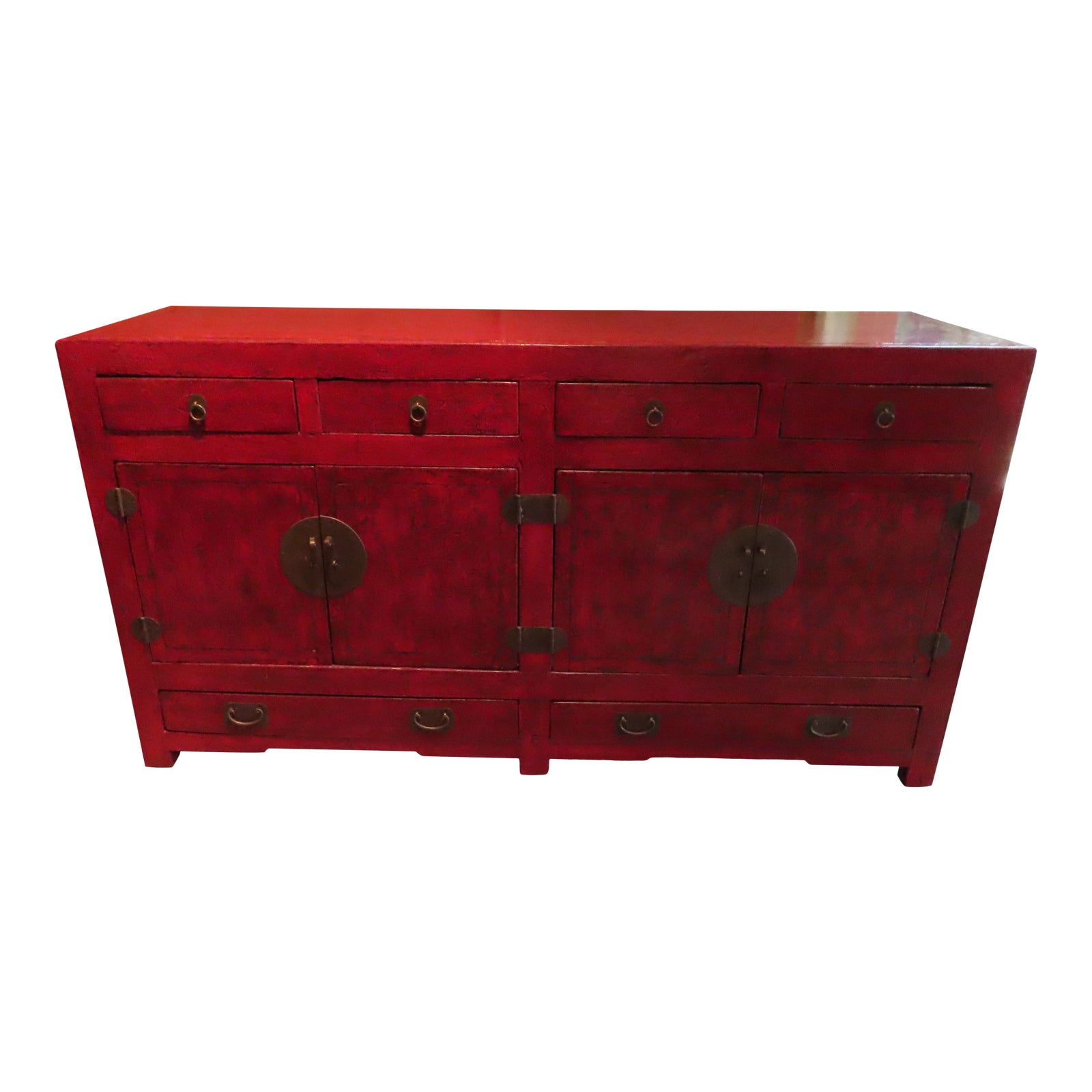 19th Century Chinese Red Lacquered Chest | Chairish