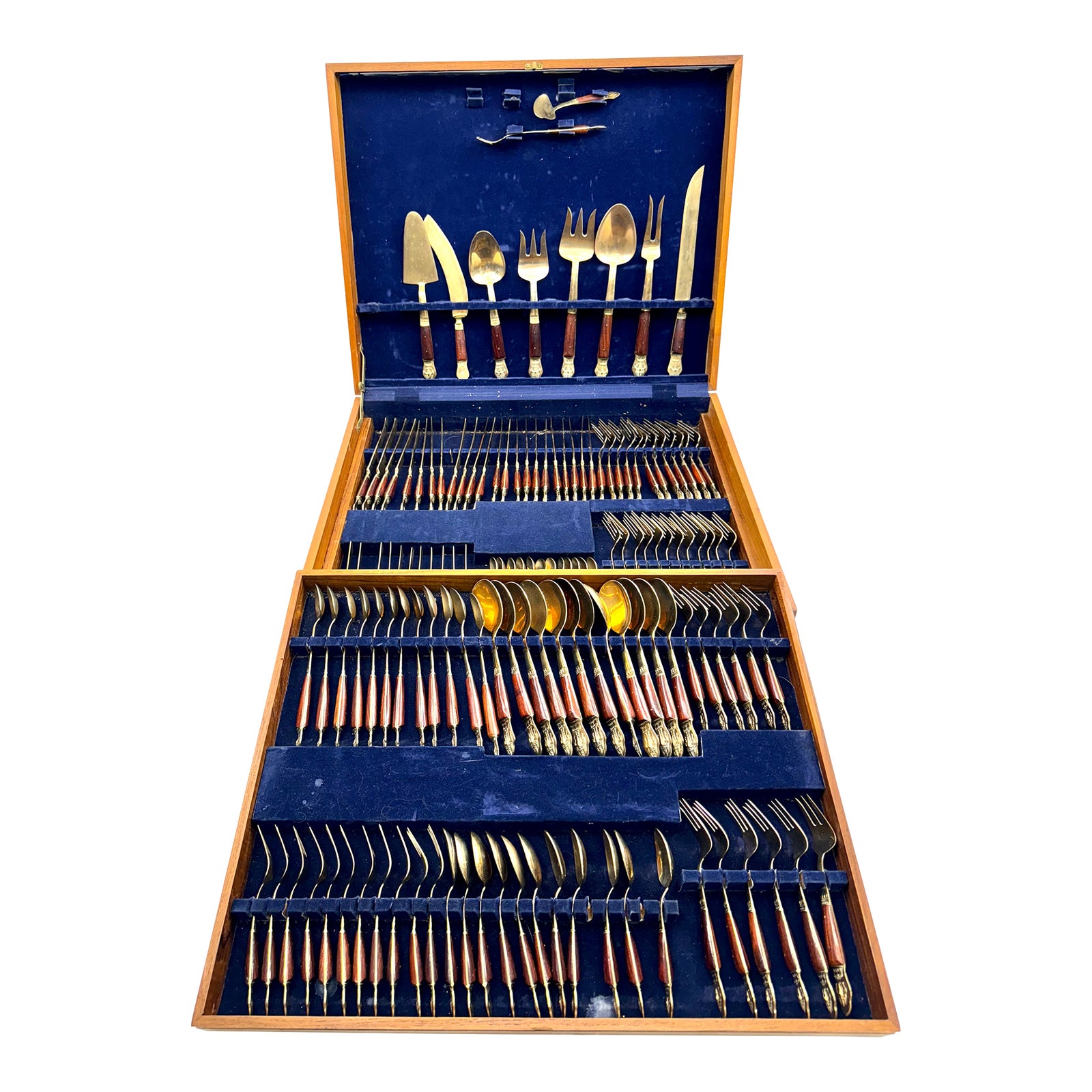 Vintage Rosewood and Nickel Silverware Set- 138 Pieces | Chairish