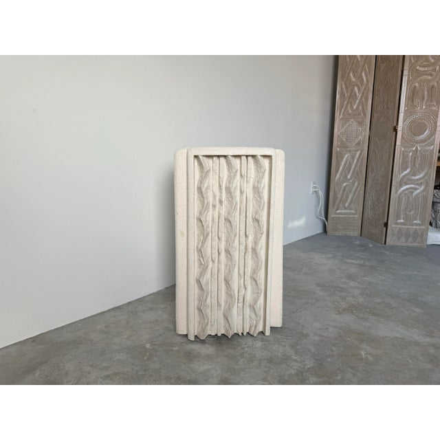 1980's Postmodern Sculptural Cast Plaster Console Table W/ Glass Top ...