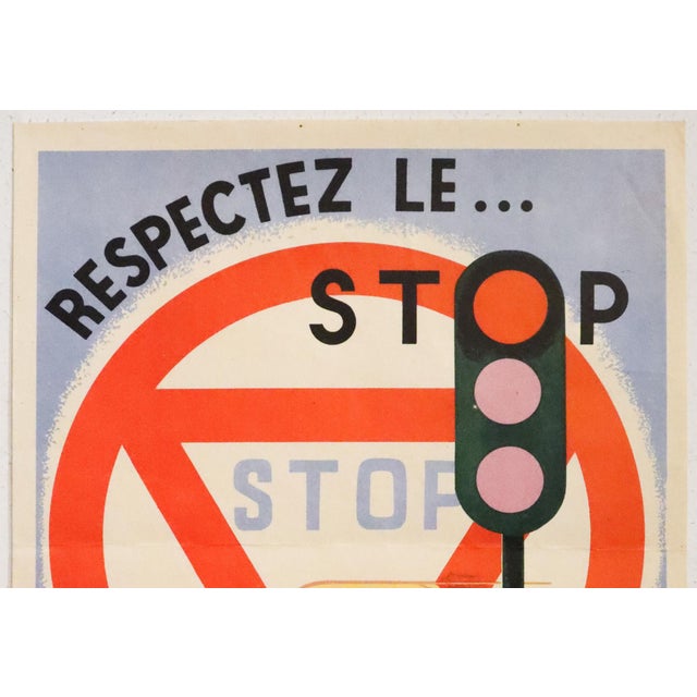 1967 French Road Safety Poster - Respectez Le Stop, Sncf | Chairish