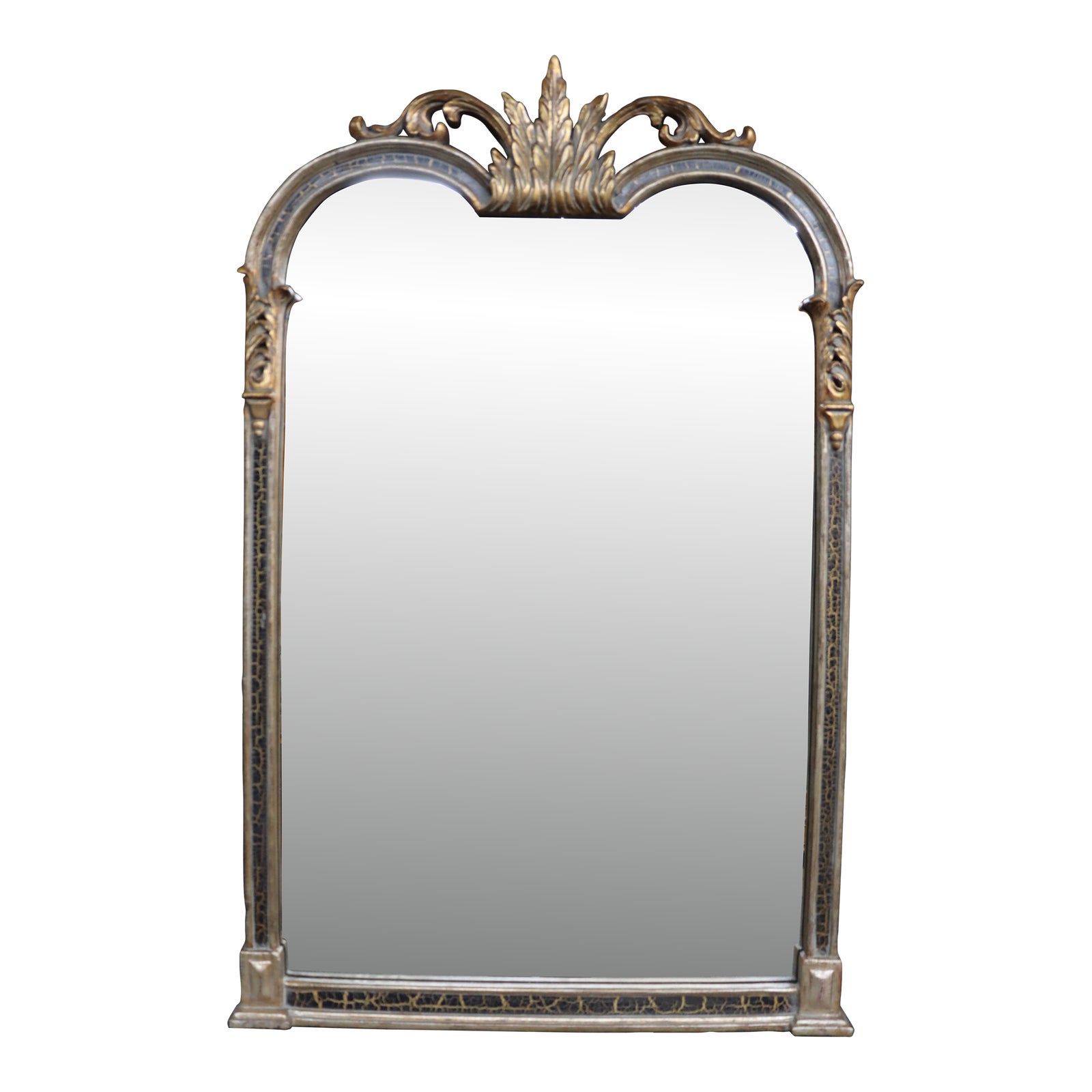 French Style Giltwood Arch Mirror With Crest | Chairish