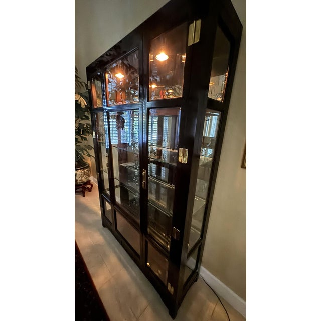 Late 20th Century Chinese Style Hardwood Lighted Display Cabnet | Chairish