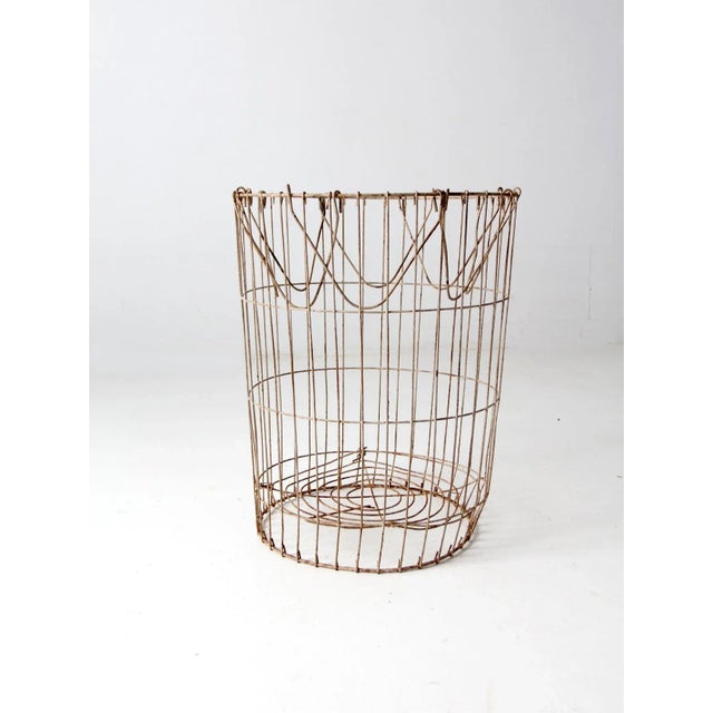 Vintage Industrial Metal Basket | Chairish