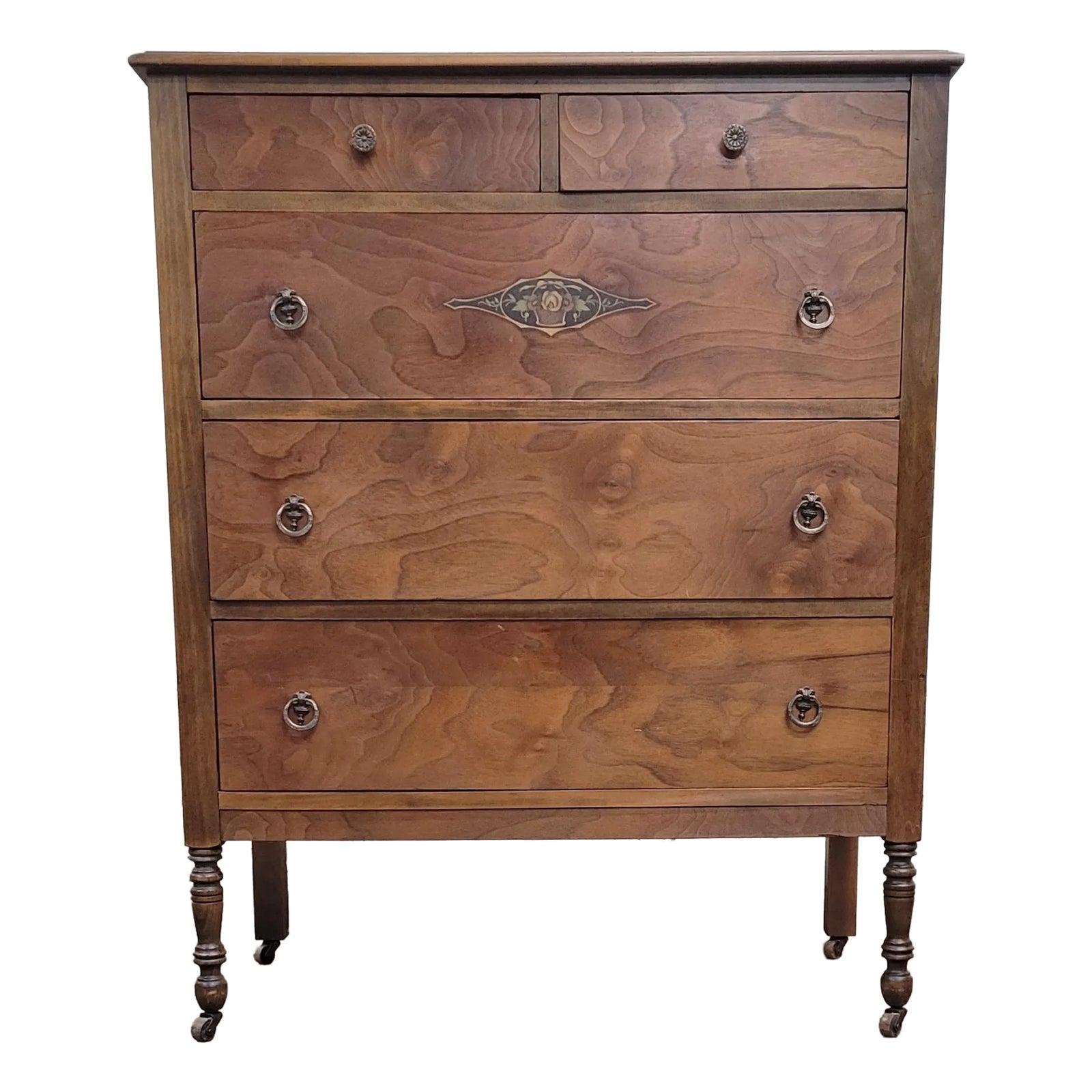 Vintage Ballman-Cummings Furniture Company Highboy Five Drawer Chest of Drawers | Chairish