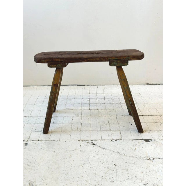 Antique Rustic Painted Farm Stool, Circa Early 20th Century | Chairish