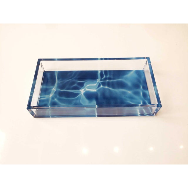 Amorphous Lucite Blue Tray | Chairish