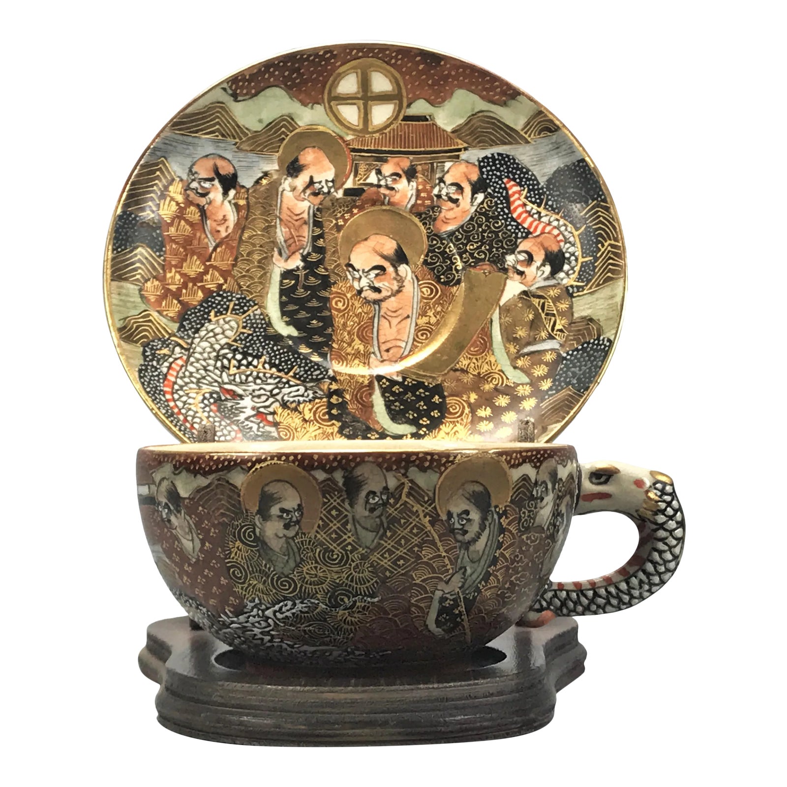 19th Century Japanese Hand-Painted Satsuma Ware Teacup and Saucer ...